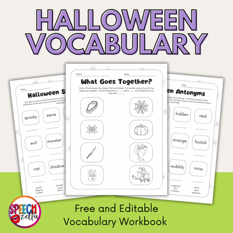 Free Speech Therapy Activities and Worksheets for Halloween