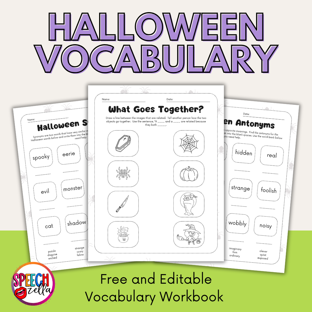 Free Speech Therapy Activities and Worksheets for Halloween