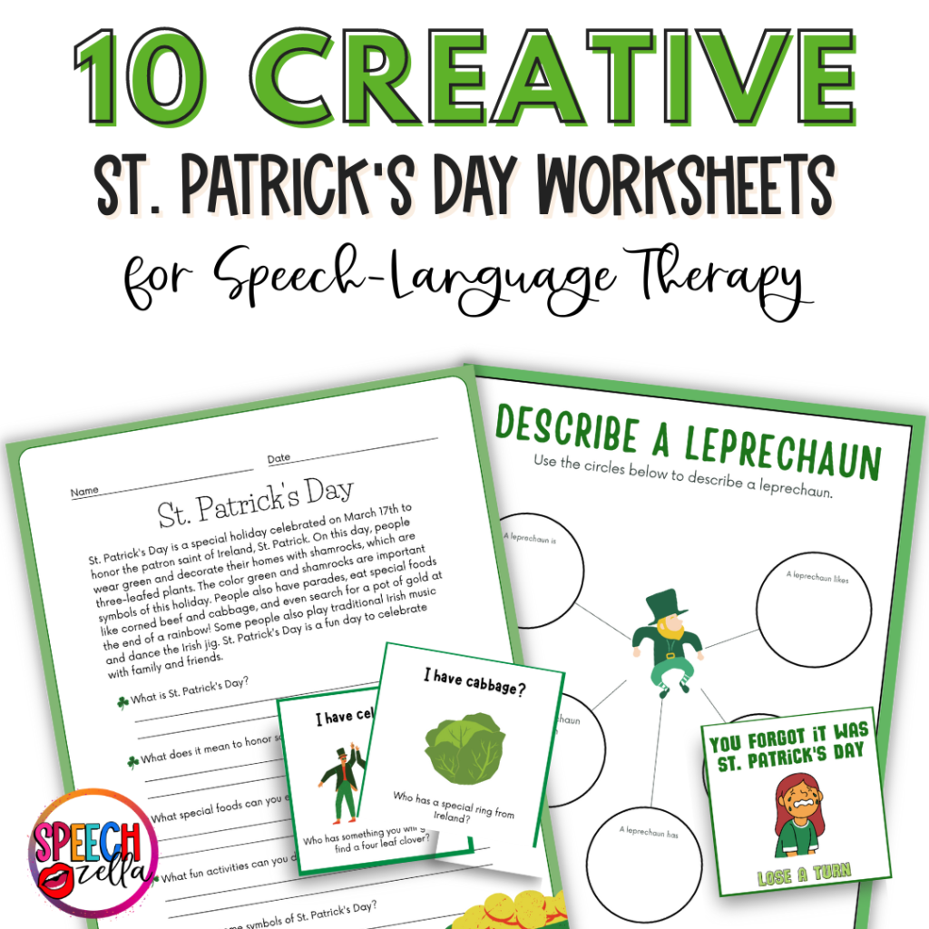 Free St Patrick's Day Worksheets for Speech Therapy - Speechzella