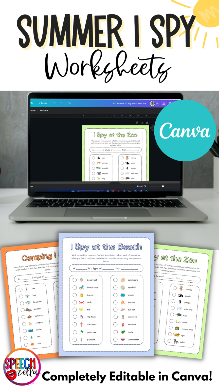 Free Summer I Spy Speech Therapy Worksheets - Speechzella