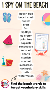Free Summer I Spy Speech Therapy Worksheets - Speechzella