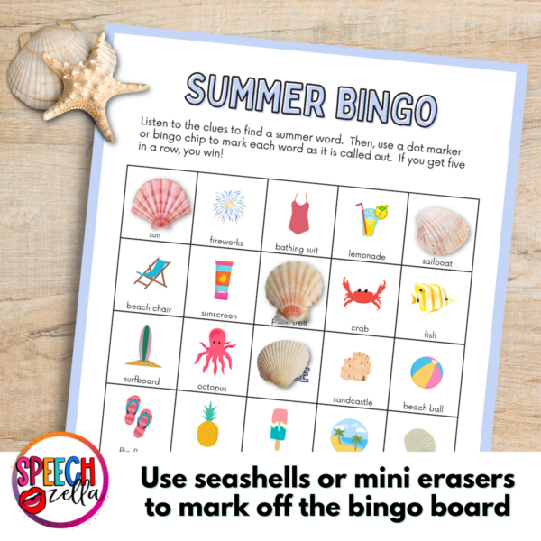 Summer Bingo Activities for Speech Therapy