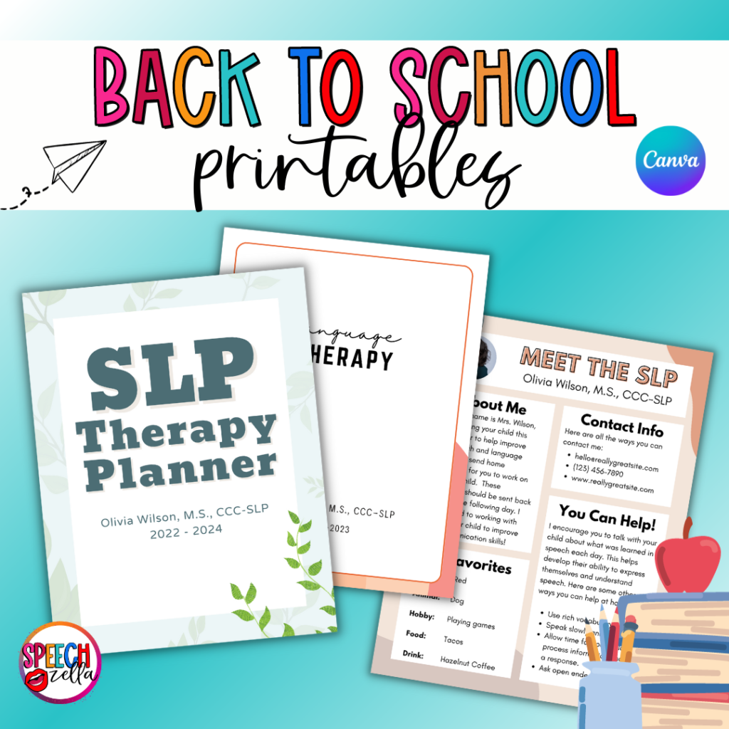 Free Back to School Printables for Speech Therapy in Canva - Speechzella