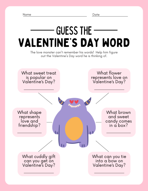 The Love Monster Book Activities for Valentine's Day - Speechzella