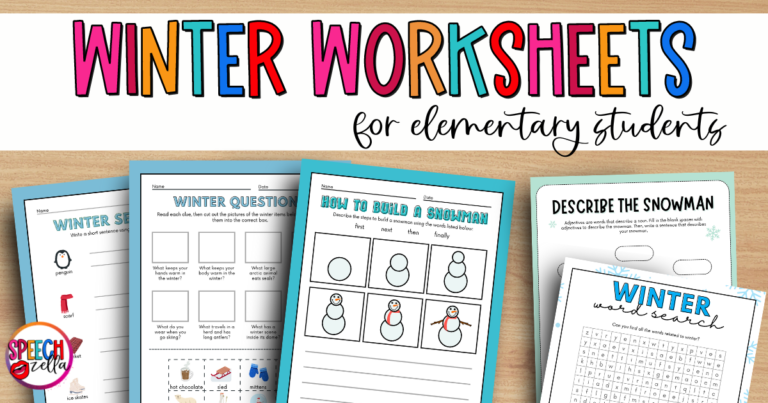Free Winter Worksheets for Elementary Students 🥶 - Speechzella