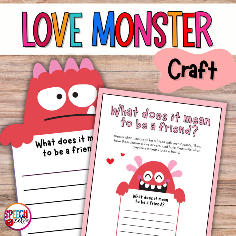 The Love Monster Book Activities for Valentine's Day - Speechzella