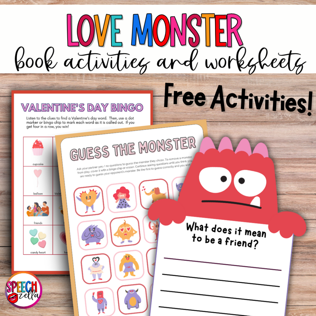 The Love Monster Book Activities for Valentine's Day - Speechzella