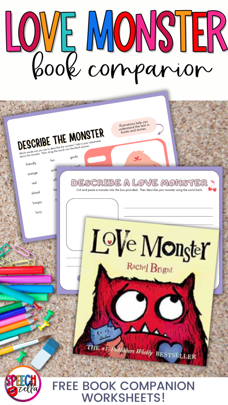 The Love Monster Book Activities for Valentine's Day - Speechzella
