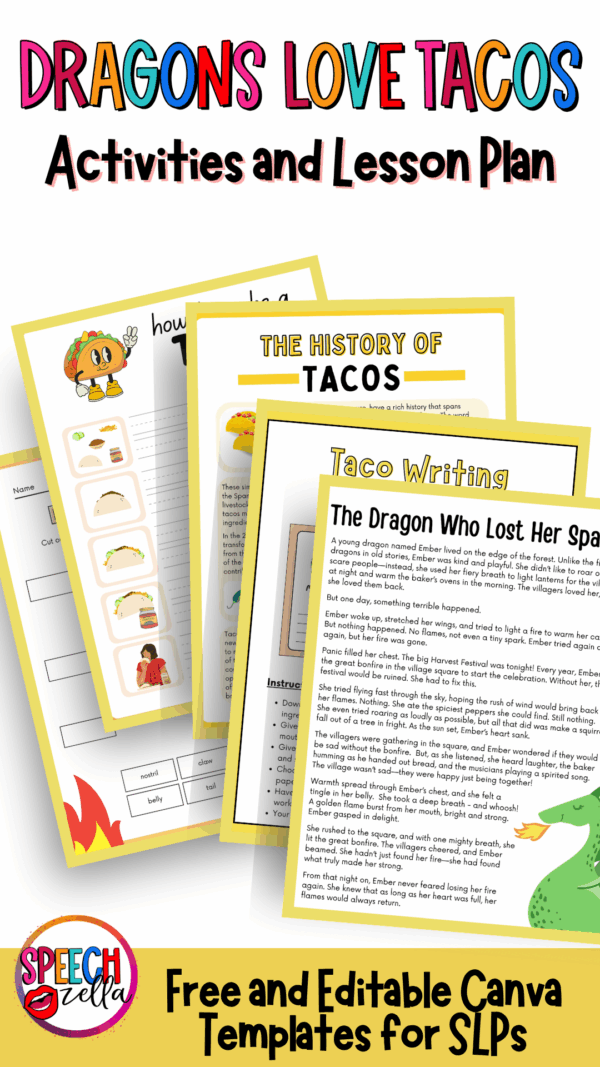 Dragons Love Tacos Activity and Lesson Plan Freebie - Speechzella