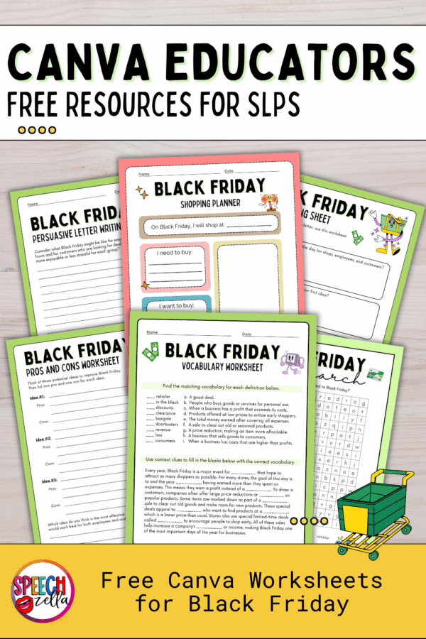 Black Friday Worksheets for Reading Comprehension - Speechzella