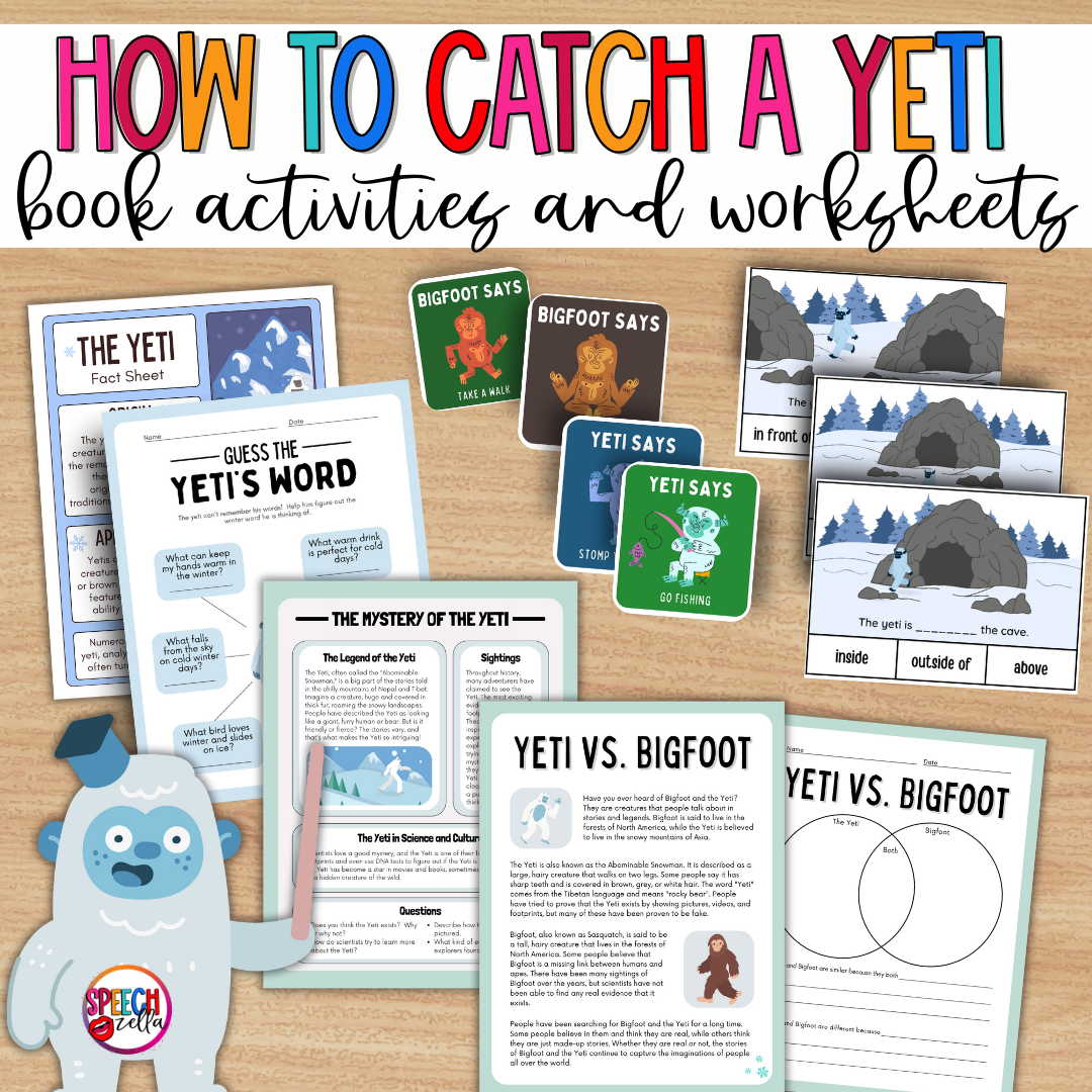 How to catch a yeti activities for speech therapy - Speechzella