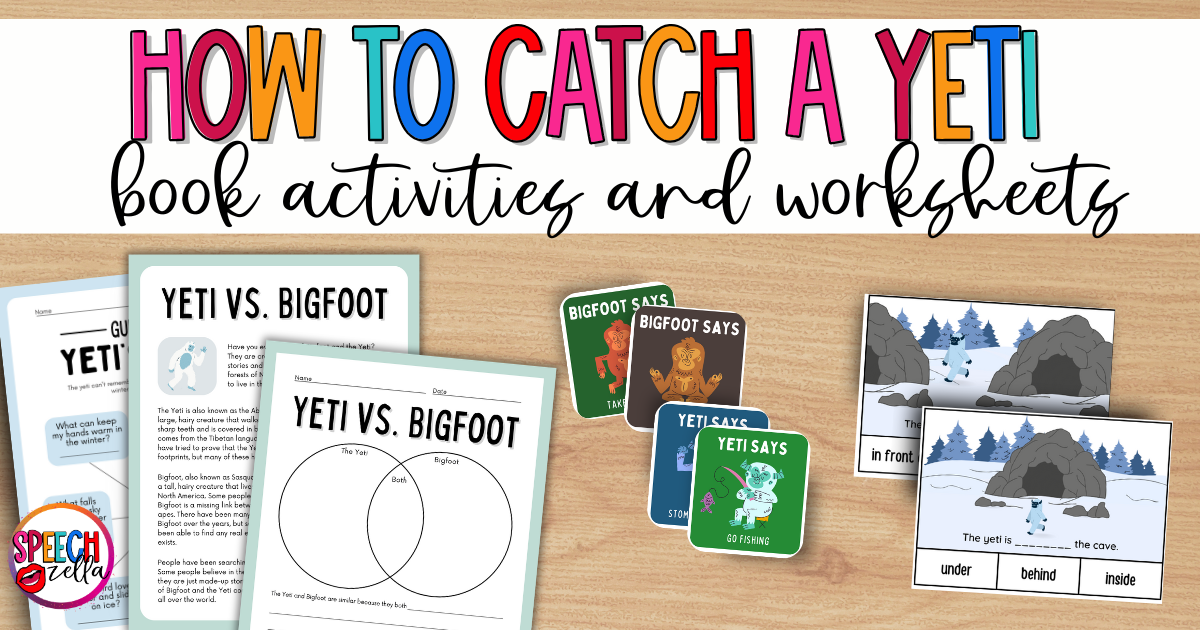 How to catch a yeti activities for speech therapy - Speechzella
