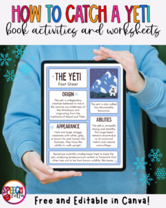 How to catch a yeti activities for speech therapy - Speechzella