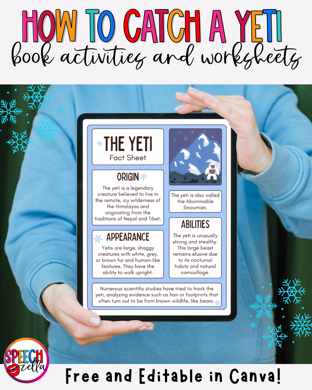 How to catch a yeti activities for speech therapy - Speechzella