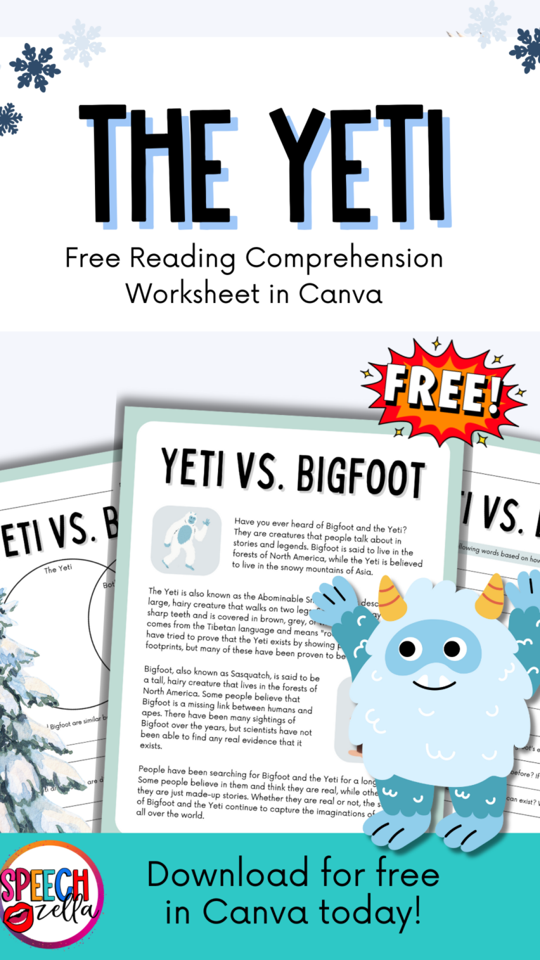 How to catch a yeti activities for speech therapy - Speechzella